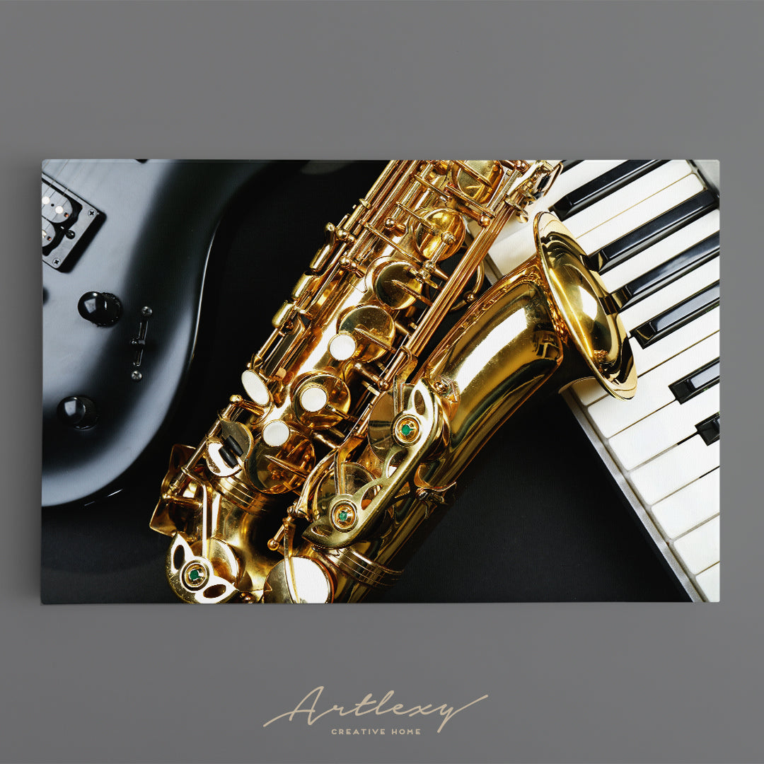 Electric Guitar with Saxophone and Piano Keys – ArtLexy